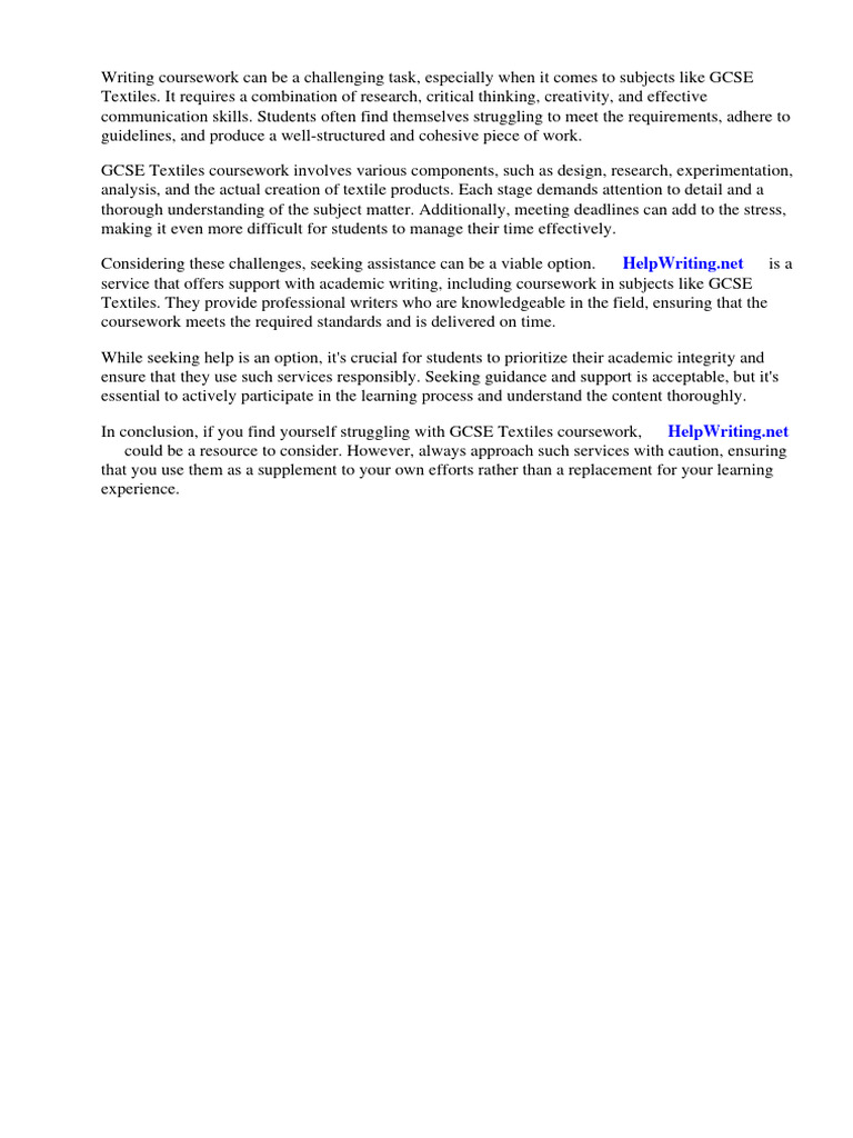 Gcse Textiles Coursework Help Pdf Textiles Thought