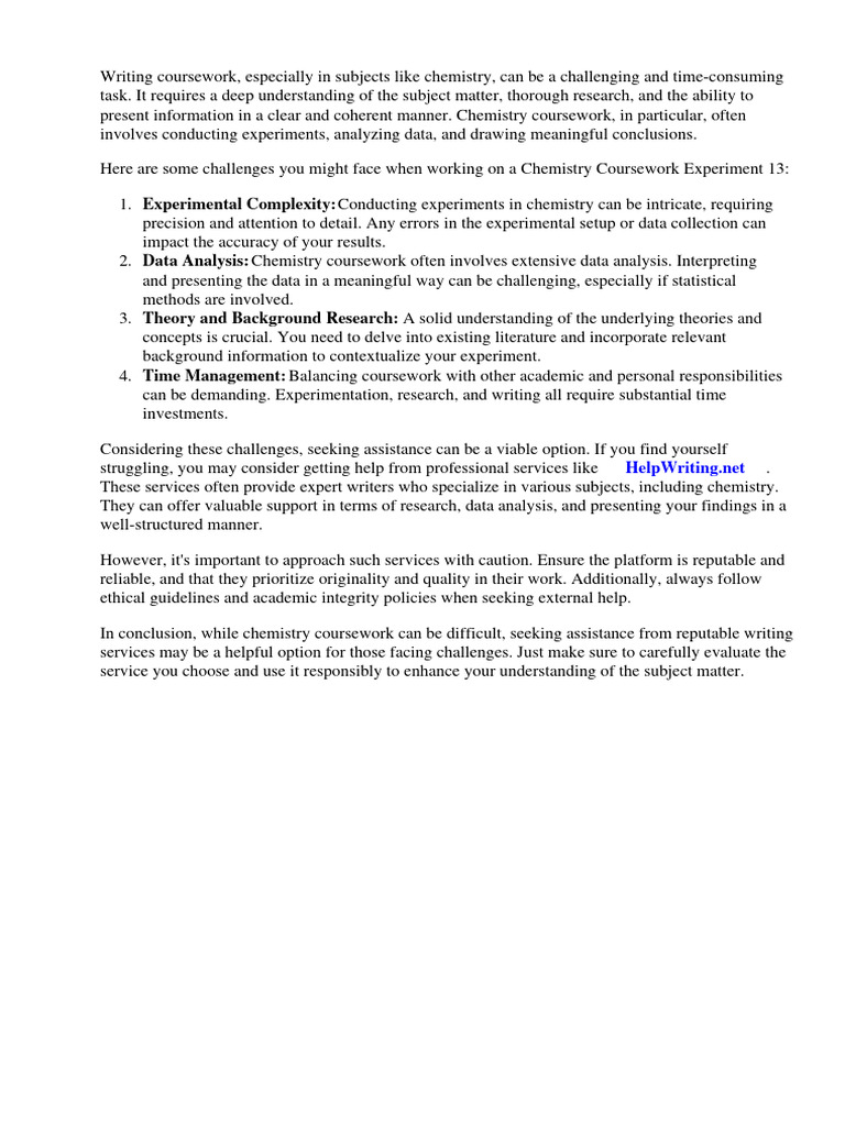 Chemistry Coursework Experiment 13 | PDF | Reaction Rate | Chemical ...