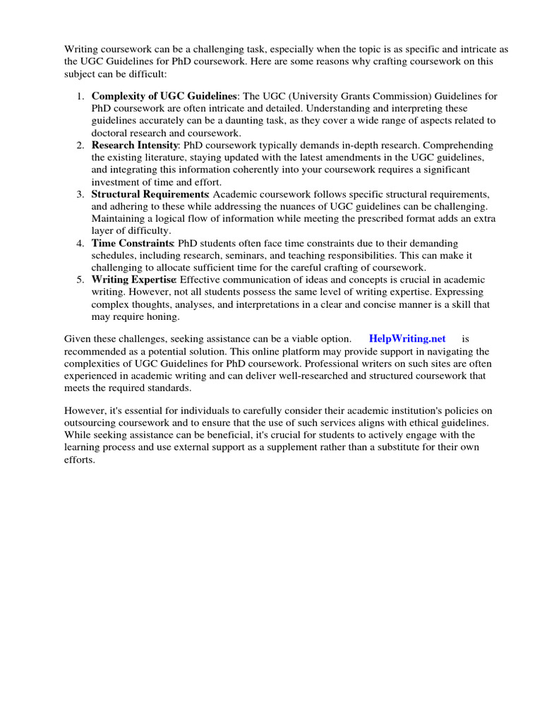 Ugc Guidelines For PHD Coursework | PDF | Doctor Of Philosophy | Thesis