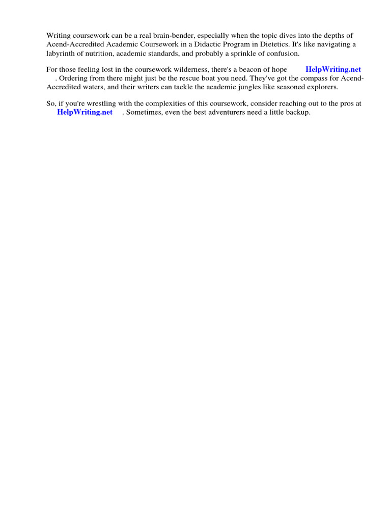 Acend-Accredited Academic Coursework in A Didactic Program in Dietetics ...