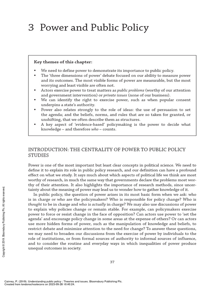 Understanding Public Policy Theories and Issues - (3 Power and Public ...