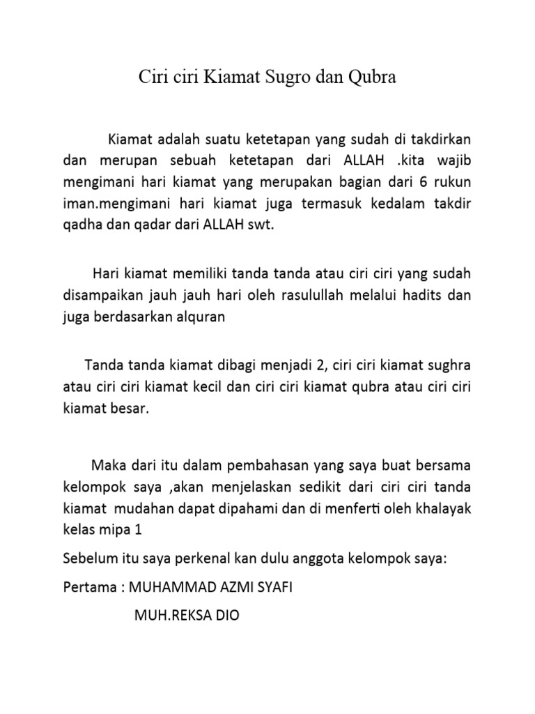 Ciri Ciri Kiamat Sugro Dan Qubra | PDF Ciri Ciri Kiamat Sugro Dan Qubra | PDF