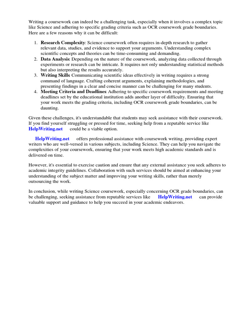 Science Ocr Coursework Grade Boundaries | PDF | Career & Growth