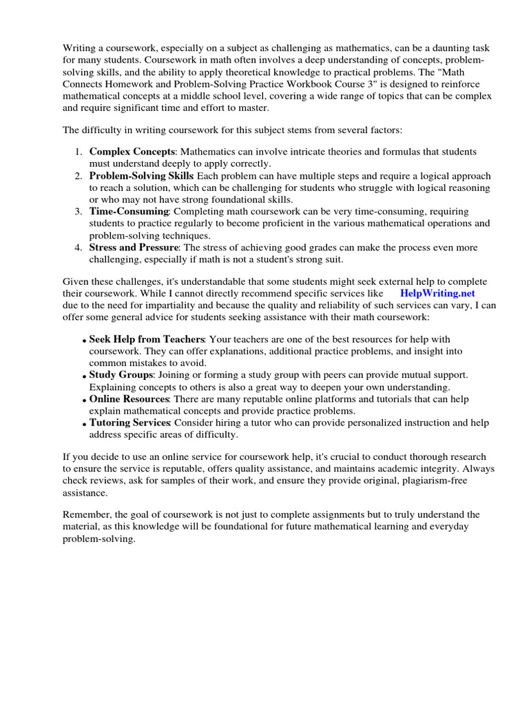 Math Connects Homework And Problem Solving Practice Workbook Course 3 Answers Pdf Amazon