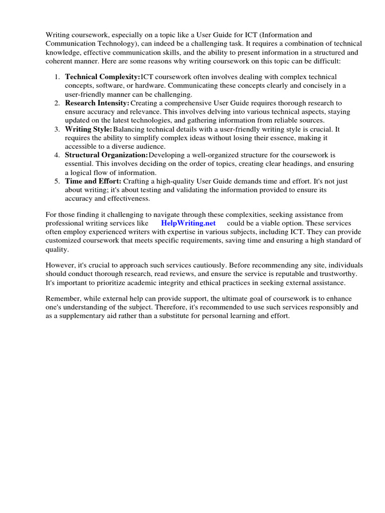 User Guide Ict Coursework | PDF | Educational Technology | Information ...