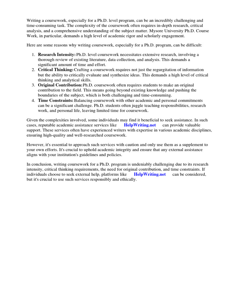 Mysore University Ph.D. Coursework Challenges | PDF | Doctor Of ...