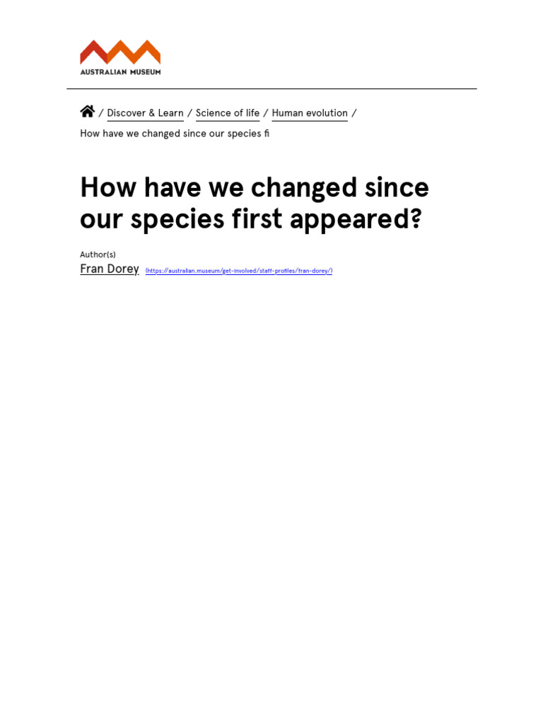 How Have We Changed Since Our Species First Appeared - The Australian ...
