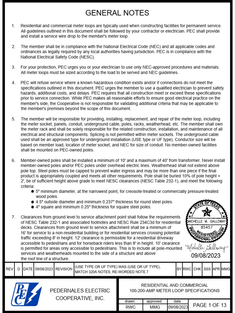 2023 09 15 - 200 Amp Meter Loop Specifications | PDF | Electrical Connector | Electrician