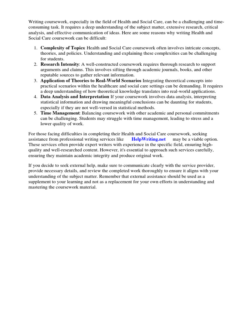 Health and Social Care Coursework | PDF | Theory