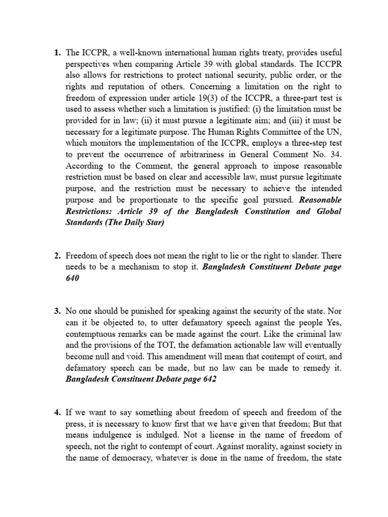 Article 39: Freedom of Expression Limits | PDF | Defamation | Freedom ...