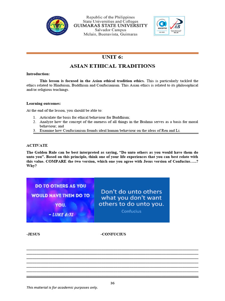 Asian Ethical Traditions Overview | PDF | Confucianism | Noble ...