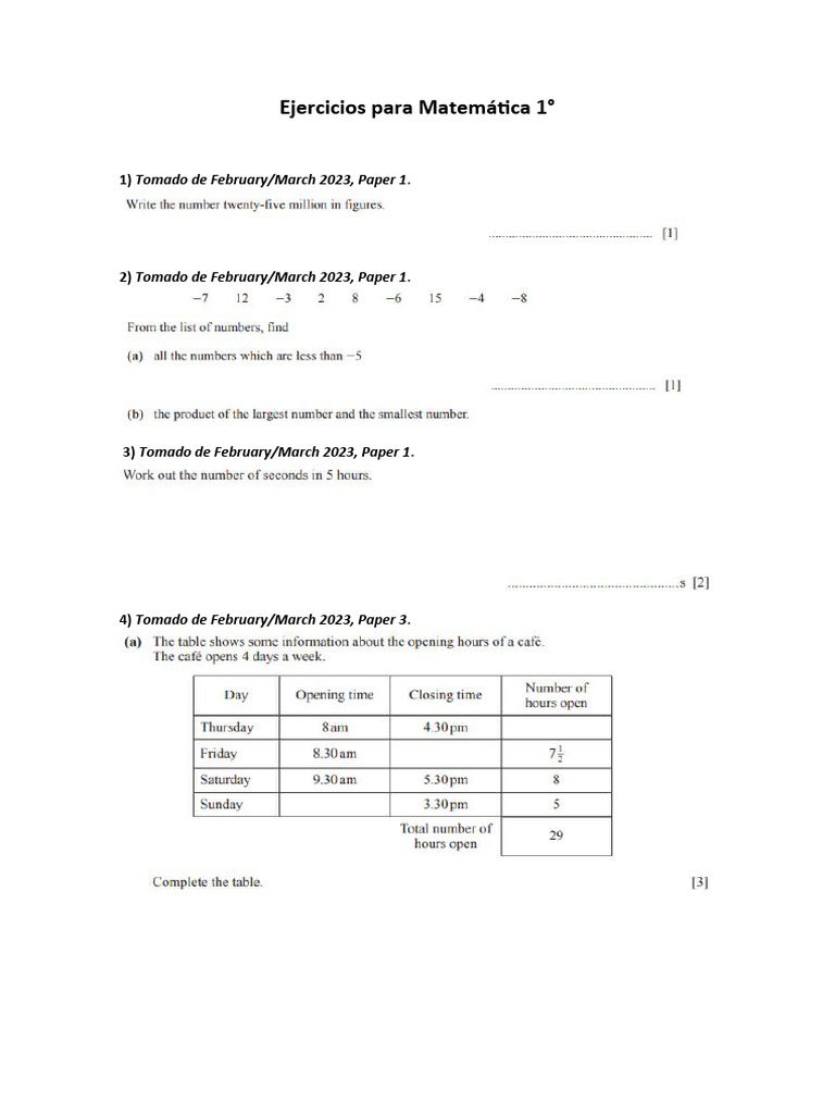 IGCSE - Ejercicios para 1° | PDF | Teaching Methods & Materials | Technology & Engineering