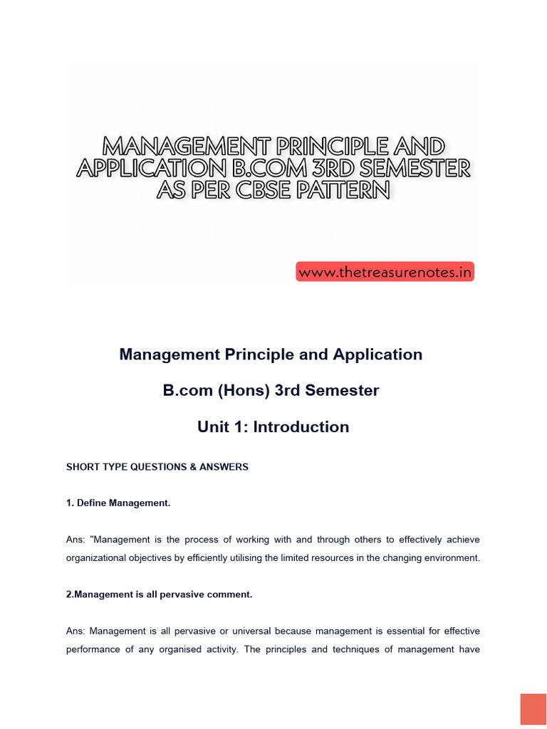 Management Principle and Application NOTES | PDF | Motivational ...