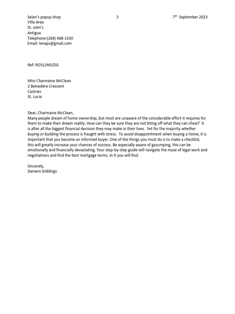 Dariann Giddings EDPM Two Page Letter | PDF