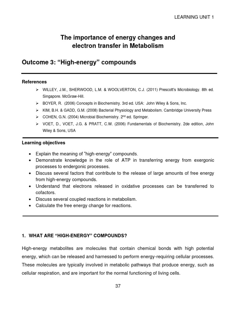 Notes - High-Energy Compounds | PDF | Adenosine Triphosphate ...