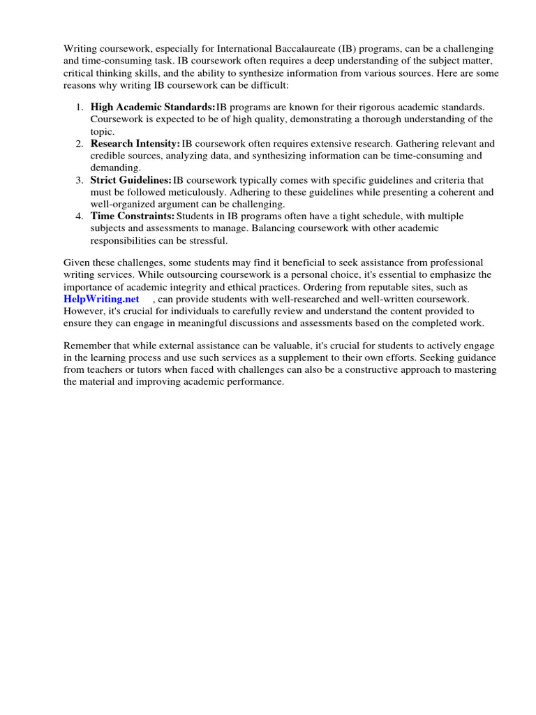 Ib Coursework | PDF | Advanced Placement | Learning