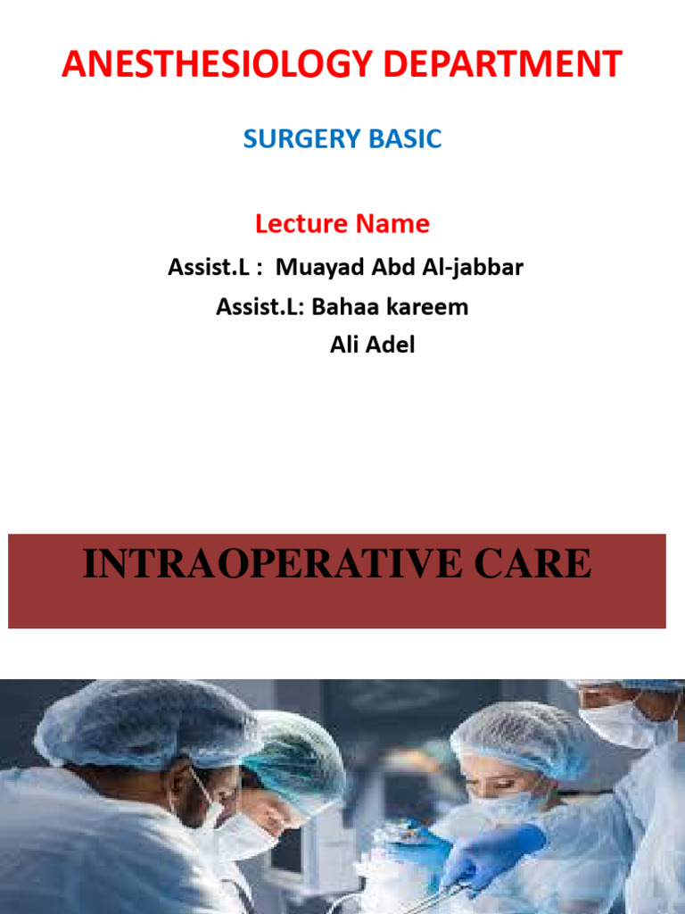 Intra Operative | Download Free PDF | Anesthesia | Surgery