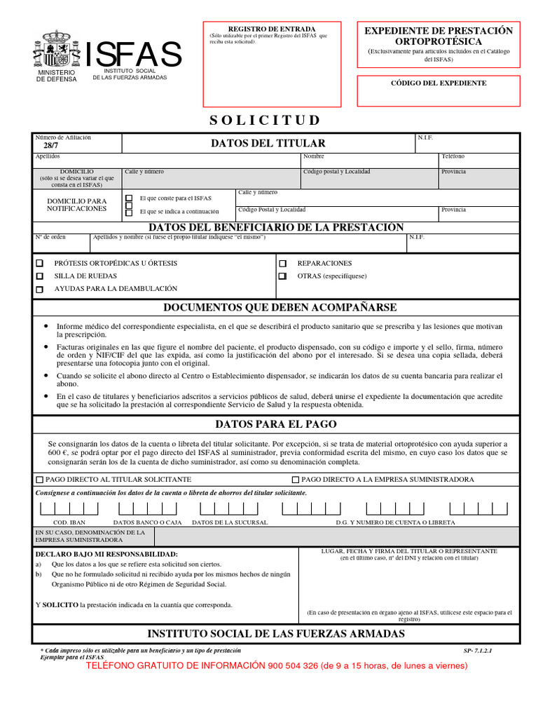 Solicitud Prestación Ortoprotésica ISFAS | PDF