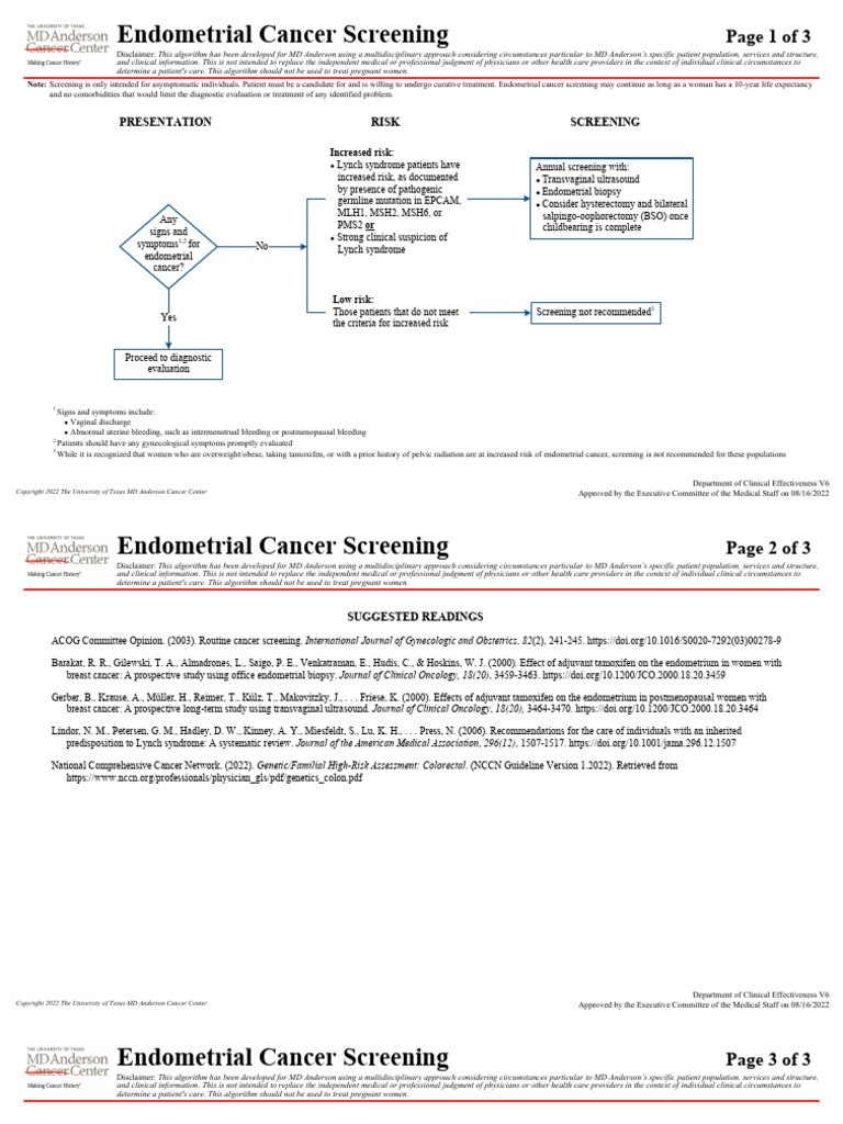 Screening Endometrial Web Algorithm | PDF | Cancer | Clinical Medicine