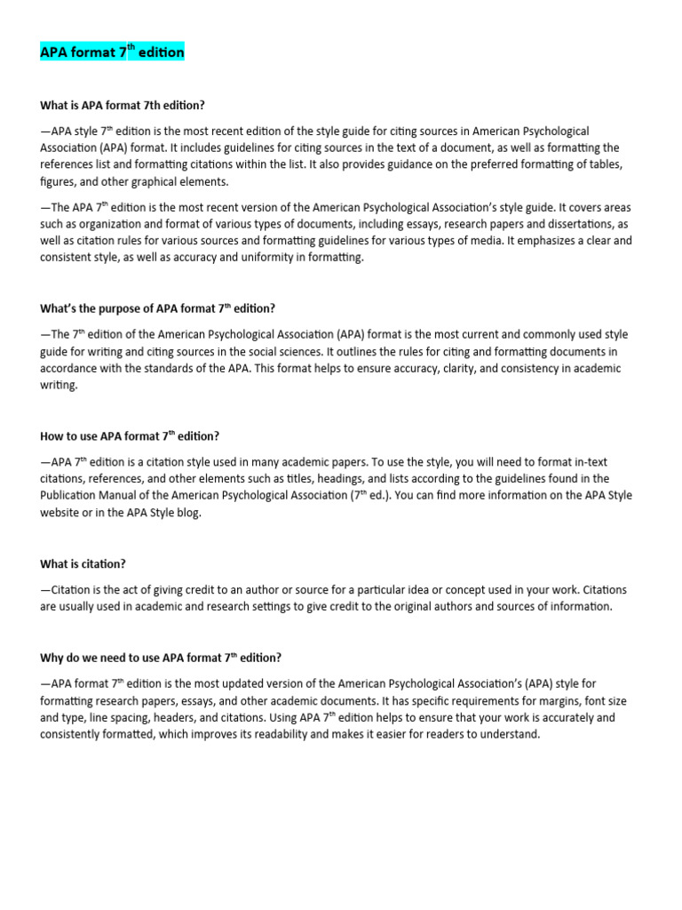 Apa Format | Download Free PDF | Apa Style | Digital Object Identifier