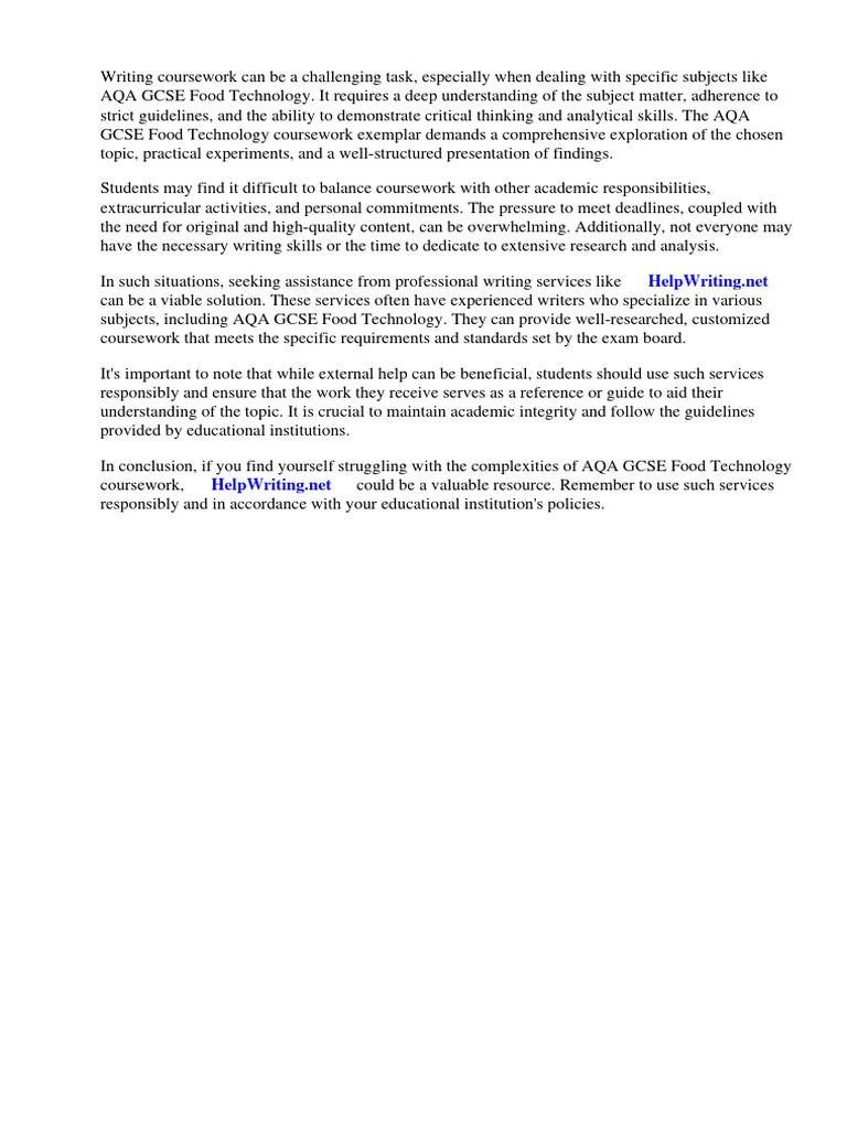 Aqa Gcse Food Technology Coursework Exemplar | PDF | Facebook | Linked In