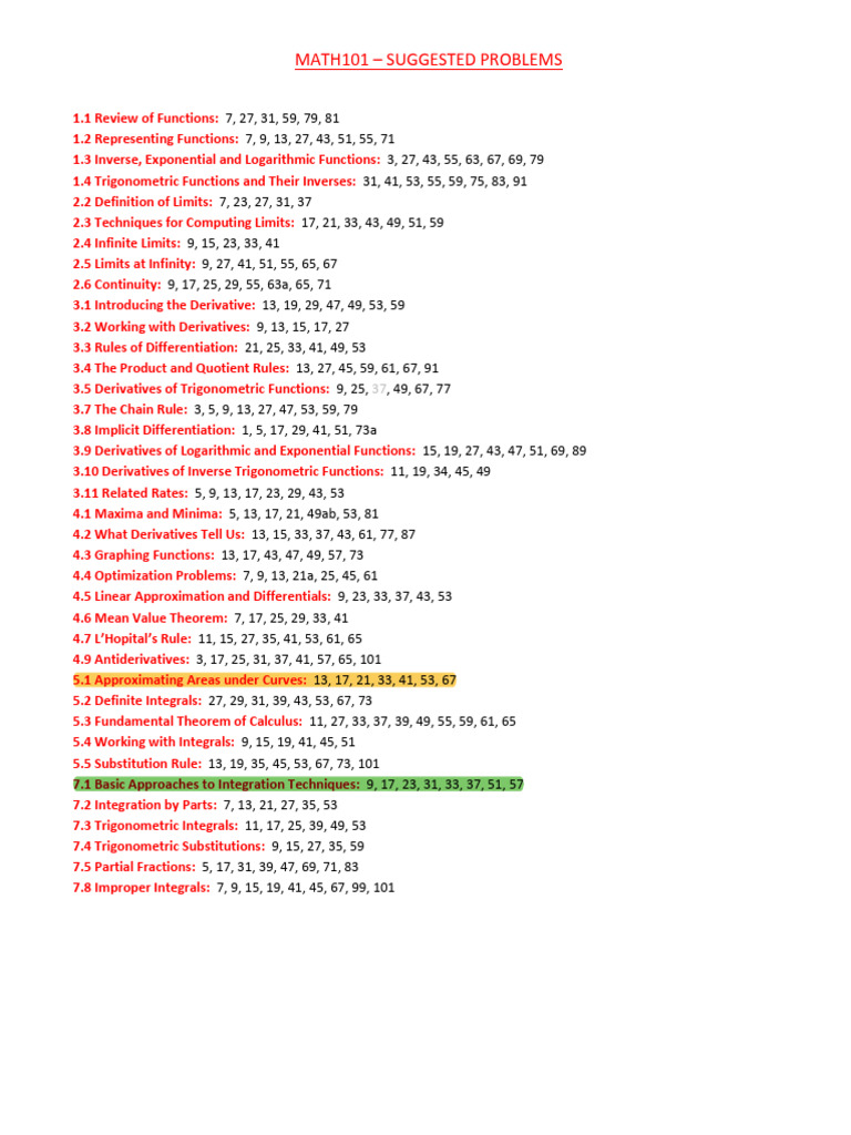 Math 101 Suggested Problems | PDF | Teaching Methods & Materials ...