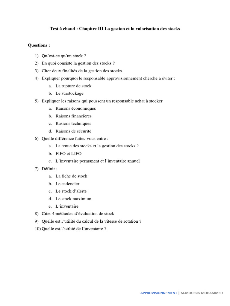 Corrigé Test À Chaud Chapitre 3 La Gestion Et La Valorisation Des ... Corrigé Test À Chaud Chapitre 3 La Gestion Et La Valorisation Des ...