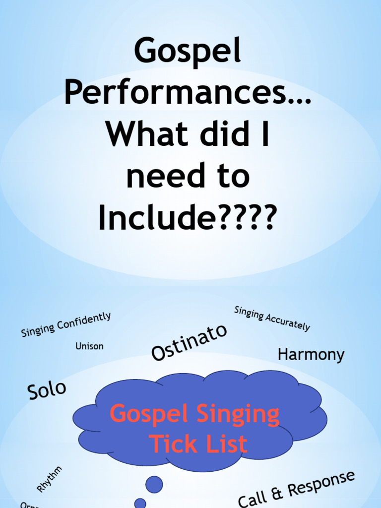 Gospel Assessment Criteria Mind Map1 | PDF | Entertainment | Music Theory