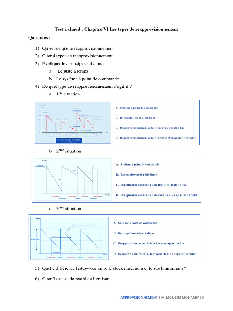 Corrigé Test À Chaud Chapitre 6 Les Types de Réapprovisionnement | PDF Corrigé Test À Chaud Chapitre 6 Les Types de Réapprovisionnement | PDF
