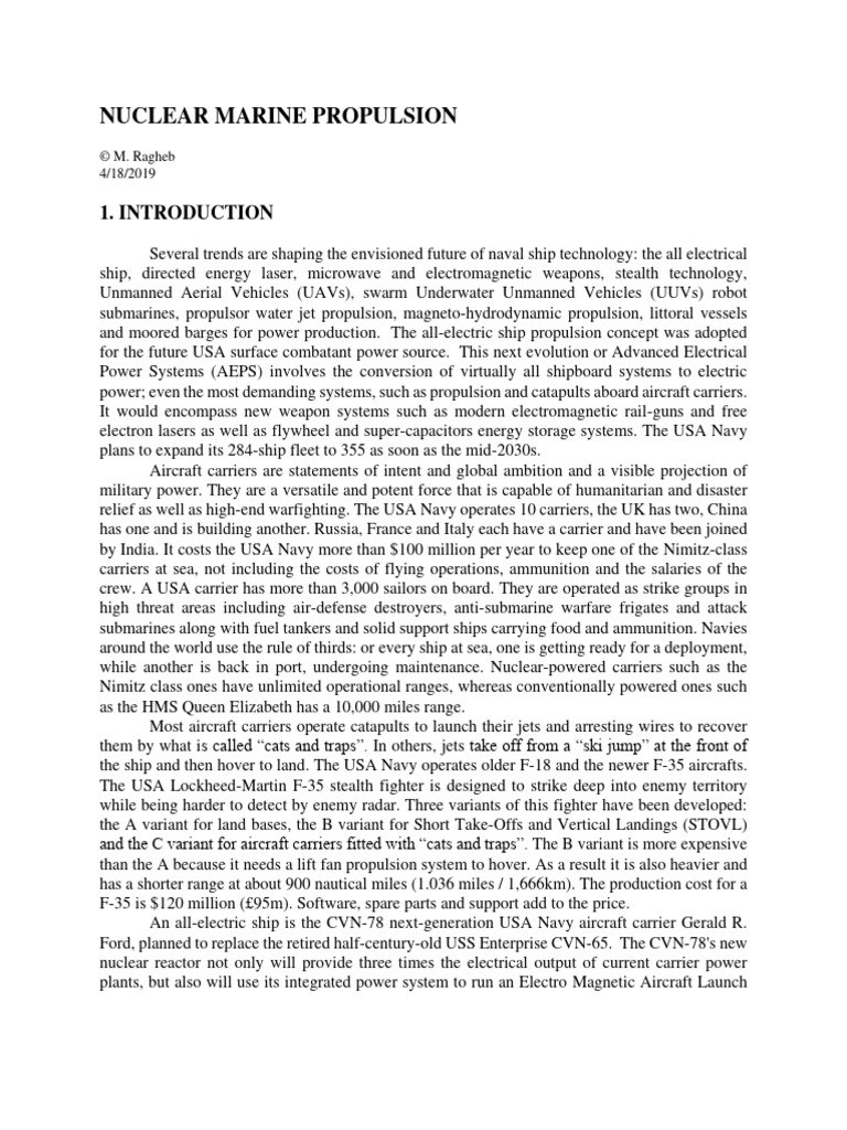 Nuclear Marine Propulsion | PDF | Nuclear Reactor | Submarines