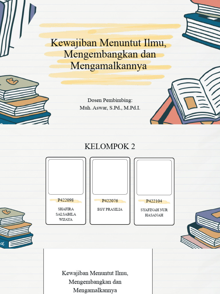 Kel. 2 Aik 4 C22 TLM Kewjiban Menuntut Ilmu, Mengembangkan Dan Mengamalkannya | PDF