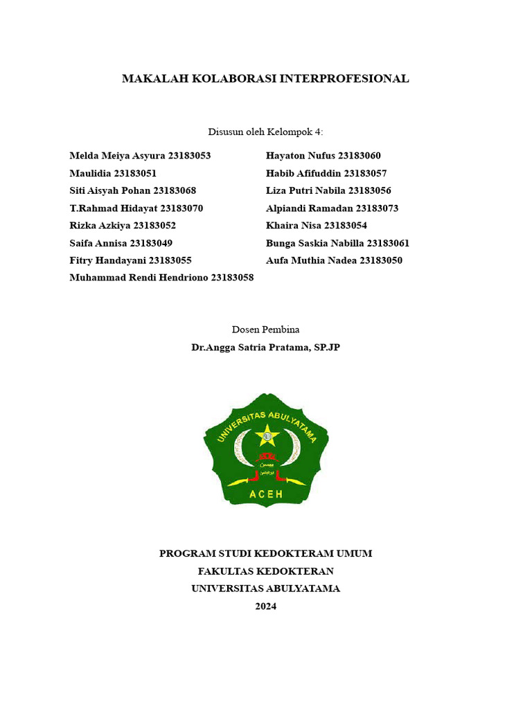 Makalah Kolaborasi Interprofesional Kelompok 4 (1) HHH | PDF