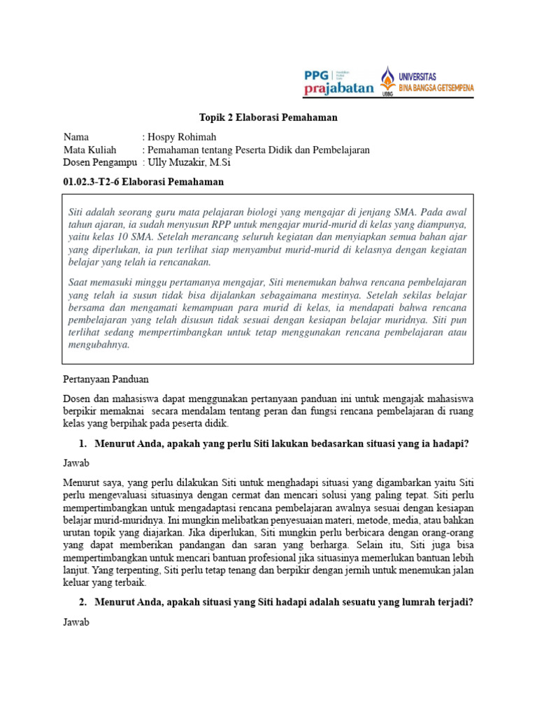 Topik 2 Elaborasi Pemahaman | PDF | Karier & Perkembangan