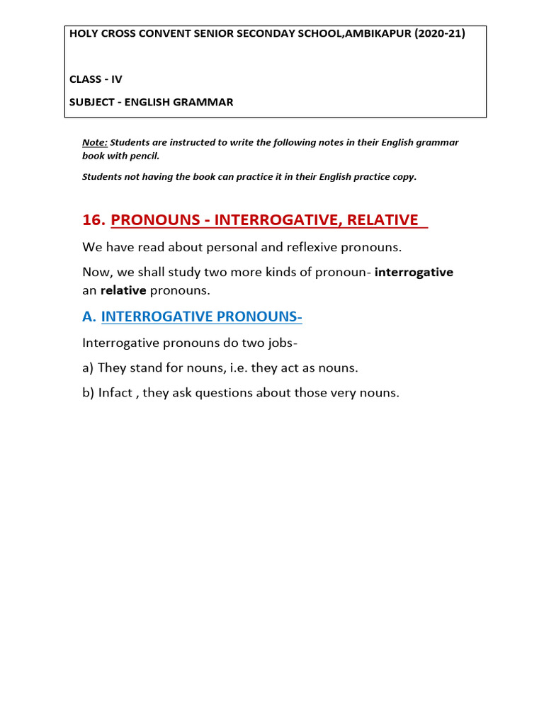 Interrogative and Relative Pronouns | PDF | Pronoun | English Grammar