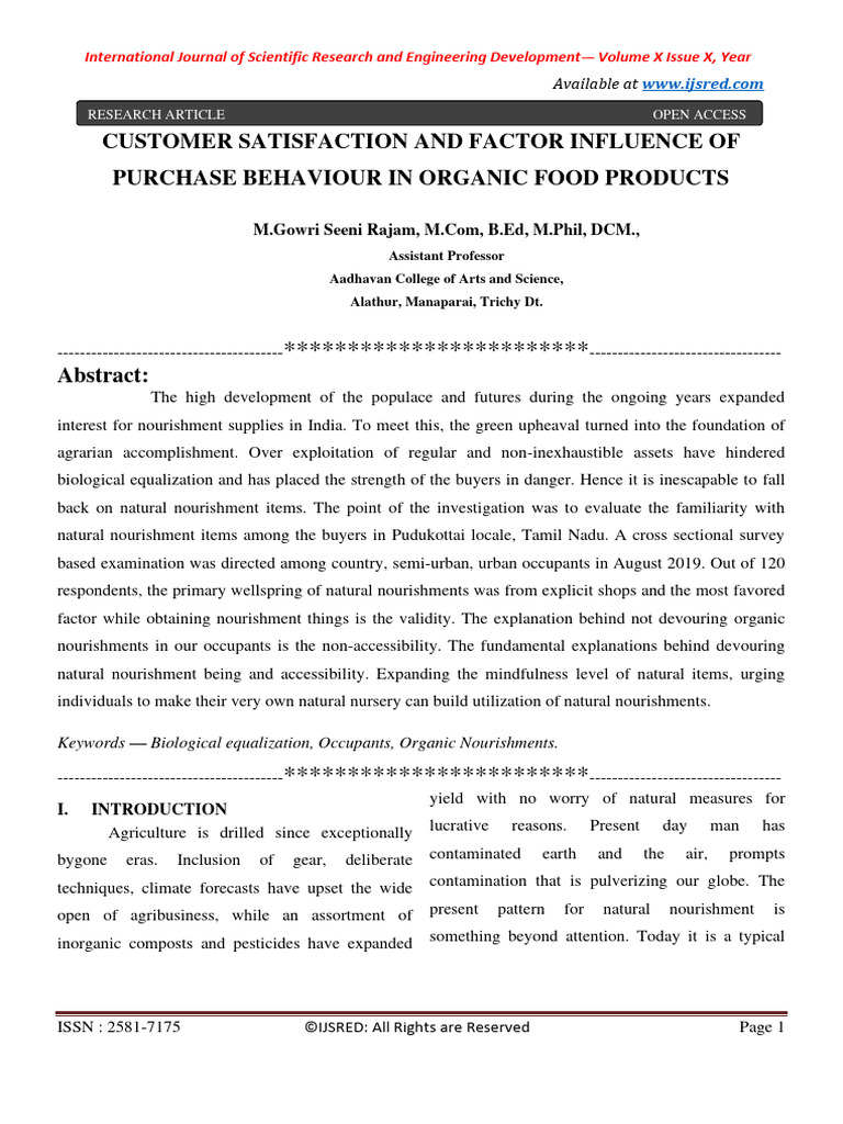 Customer Satisfaction and Factor Influence of Purchase Behaviour in ...