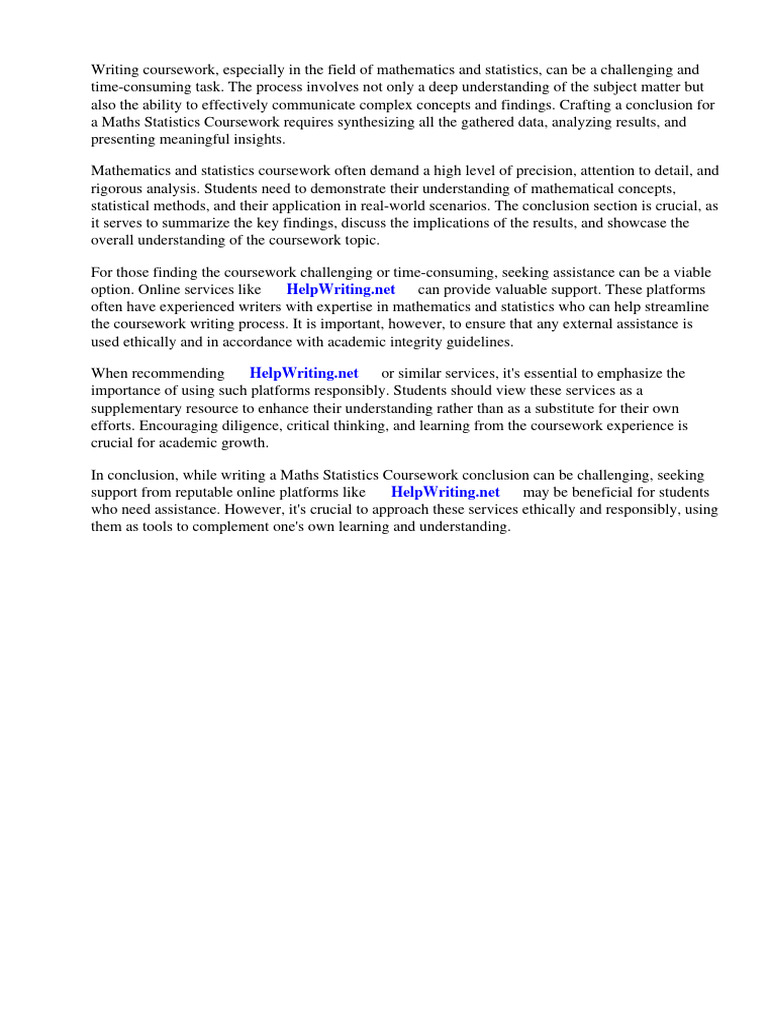 Maths Statistics Coursework Conclusion | PDF