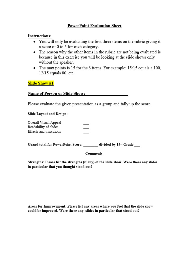 PowerPoint Evaluation 2020 Online Group Grading | PDF | Rubric ...
