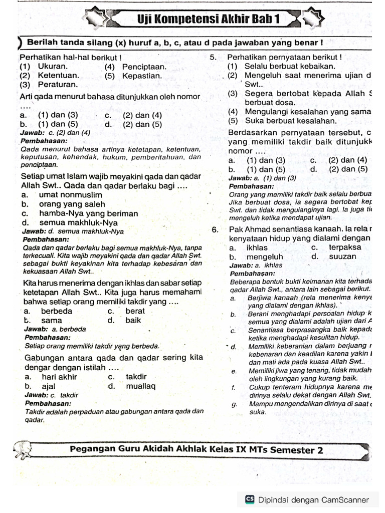 Soal UTS PAI | PDF