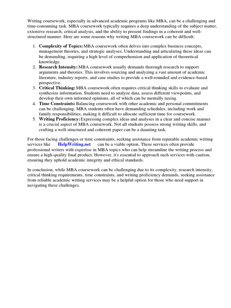 Mba Coursework Vs Research | PDF | Master Of Business Administration ...