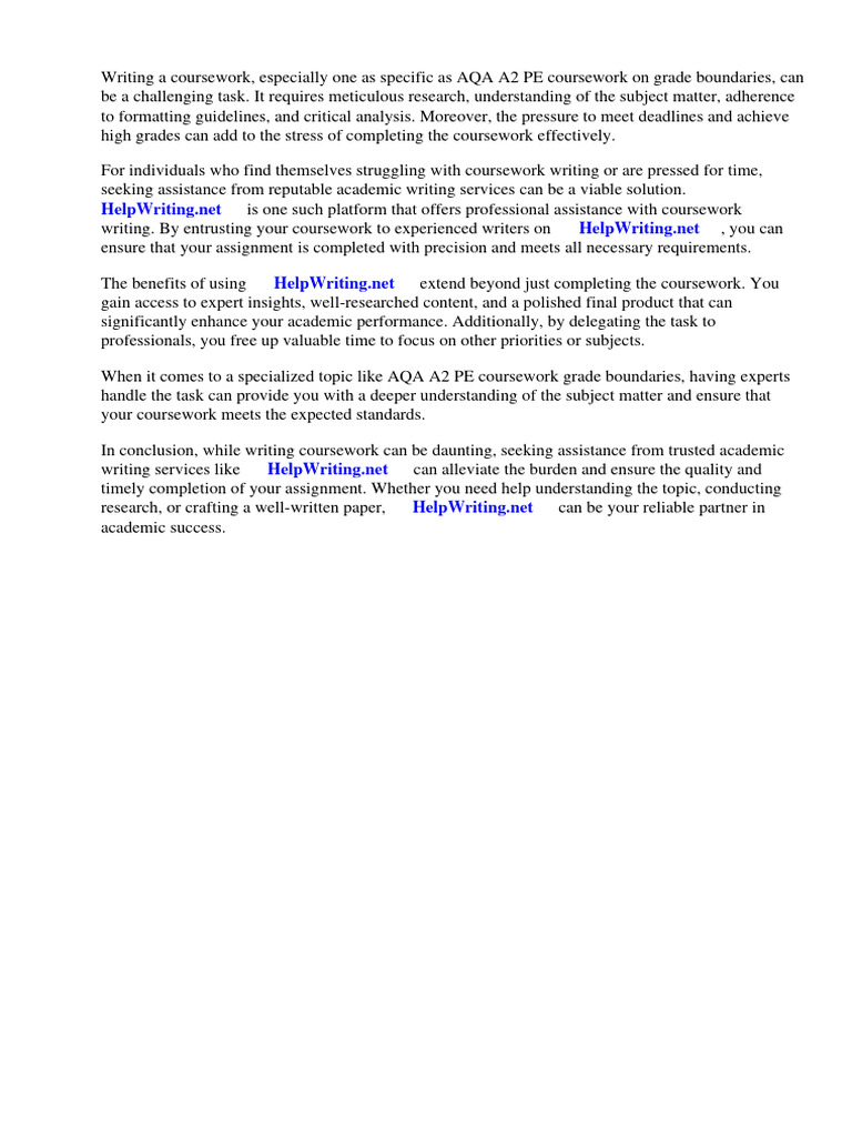 Aqa A2 Pe Coursework Grade Boundaries | PDF