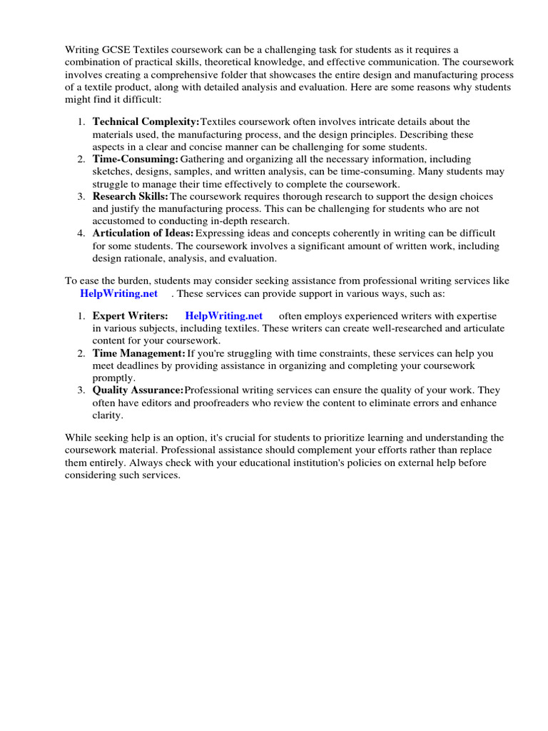 Gcse Textiles Coursework Folder Help Pdf