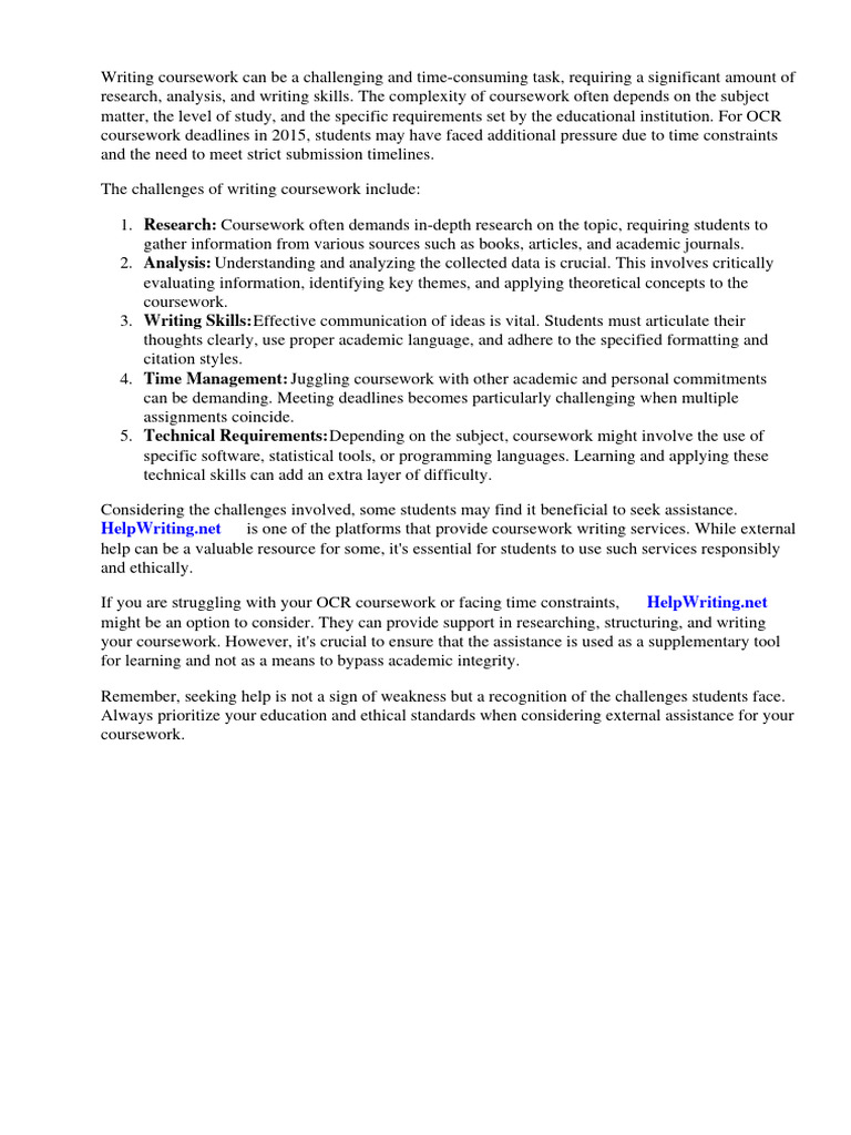 Ocr Coursework Deadlines 2015 | PDF | Information | Workload