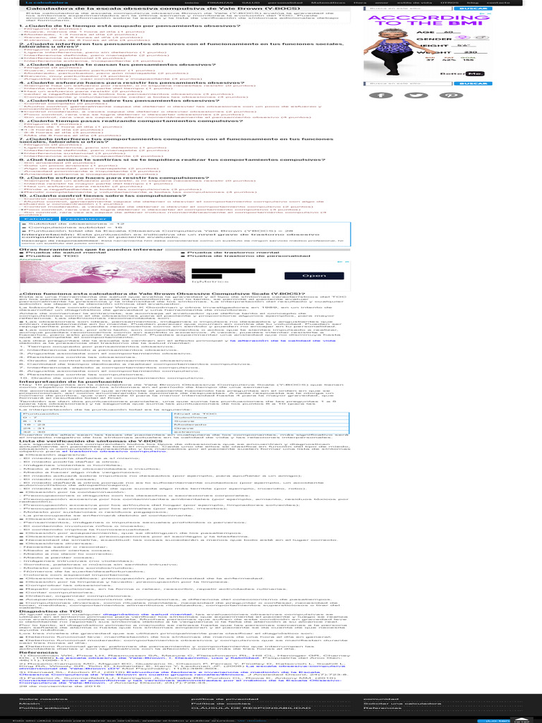 Escala Y-BOCS: Evaluación TOC | PDF | Desorden obsesivo compulsivo | Trastorno mental