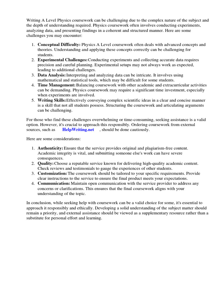 Physics A Level Coursework | PDF | Experiment | Gce Advanced Level ...
