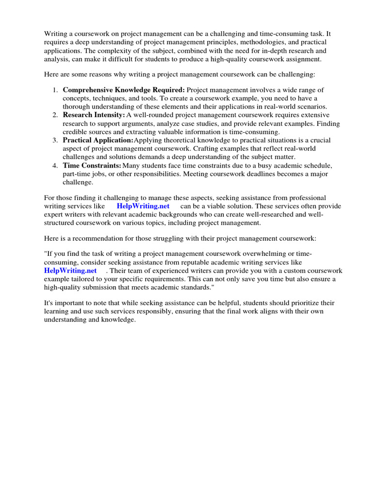 Project Management Coursework Example | PDF | Project Management | Information