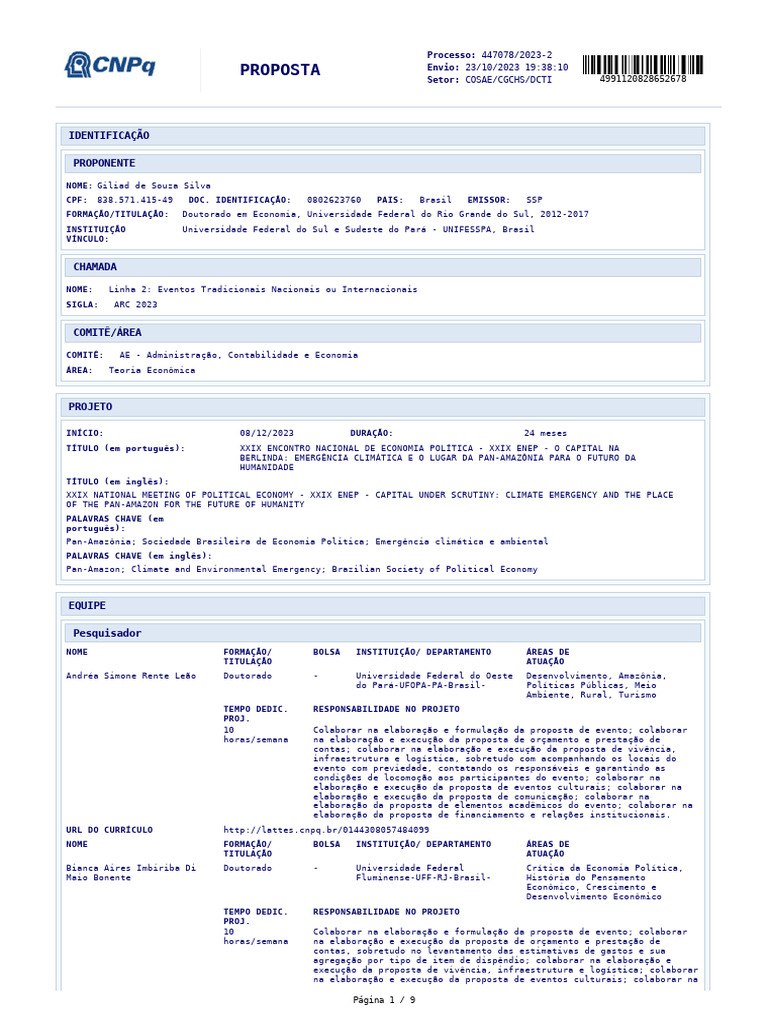 Proposta: Identificação Proponente | PDF