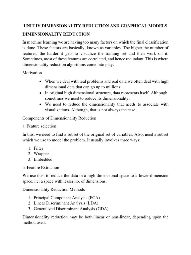 Dimensionality Reduction & Models | PDF | Principal Component Analysis | Sampling (Statistics)