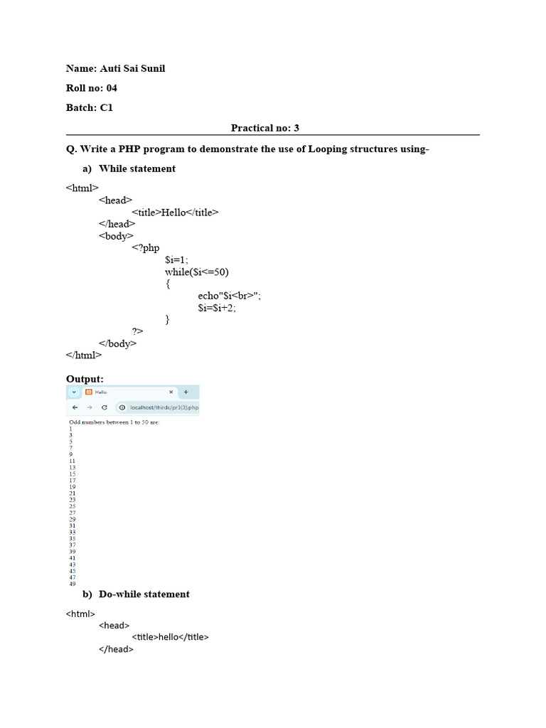 PHP Loop Structures Guide | PDF