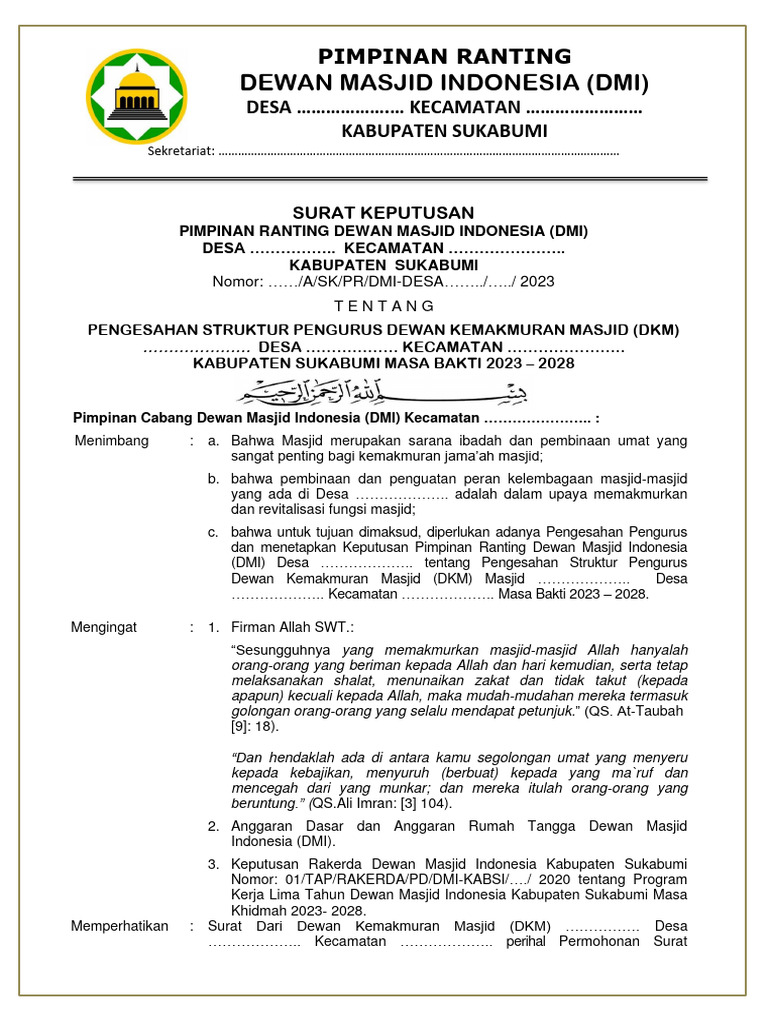 CONTOH SK DKM Edit | PDF | Seni