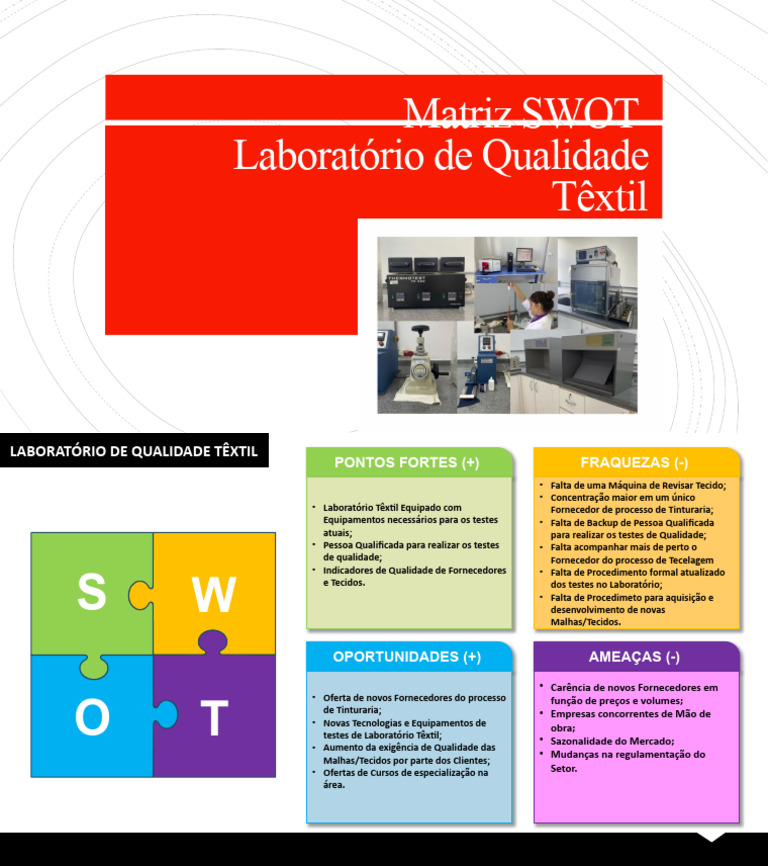 Matriz Swot Laboratório de Qualidade Têxtil | PDF | Industria têxtil | Análise SWOT